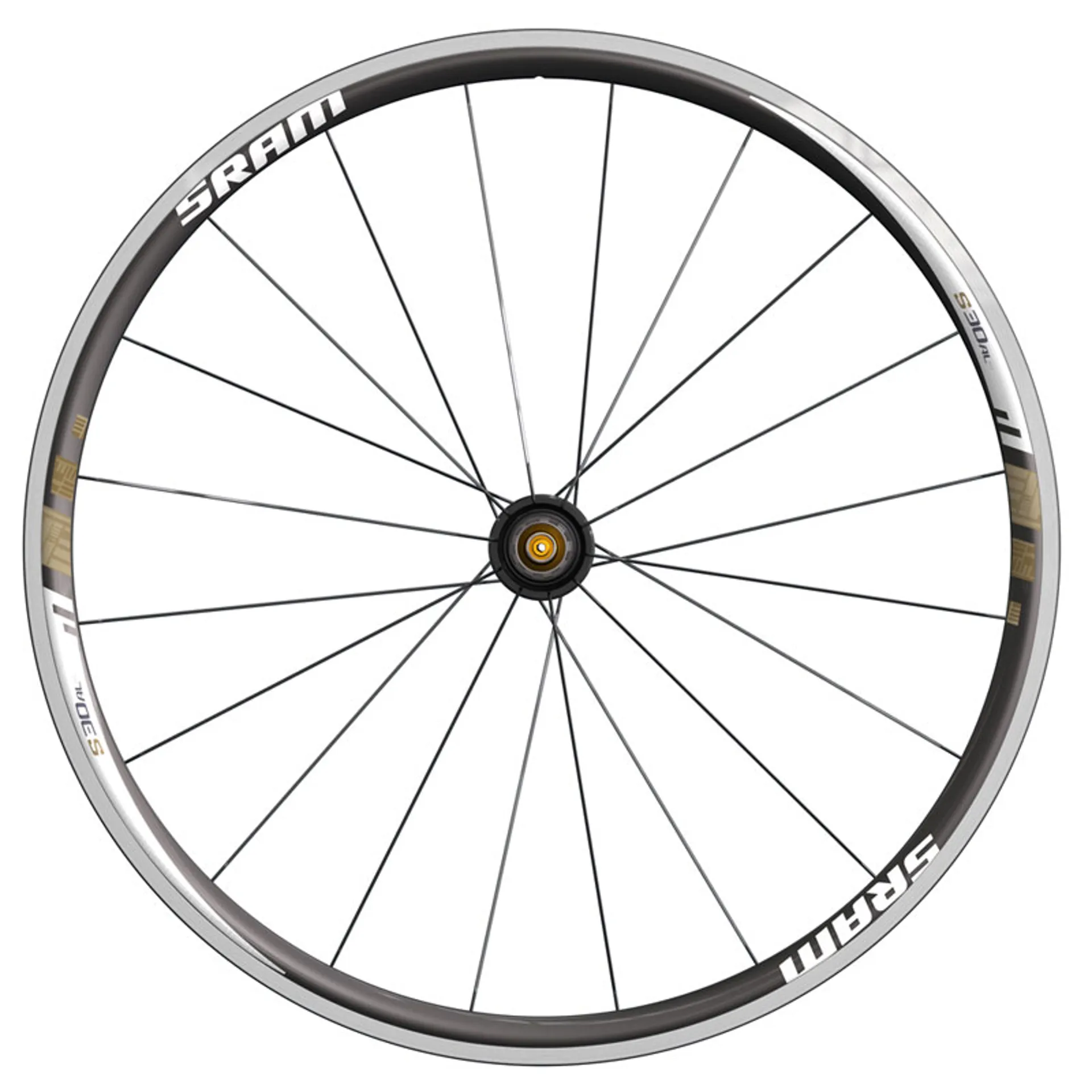 SRAM S30 Gold Wheel 30mm Rim Rear Clincher 700C Black Hub and spokes 20H
